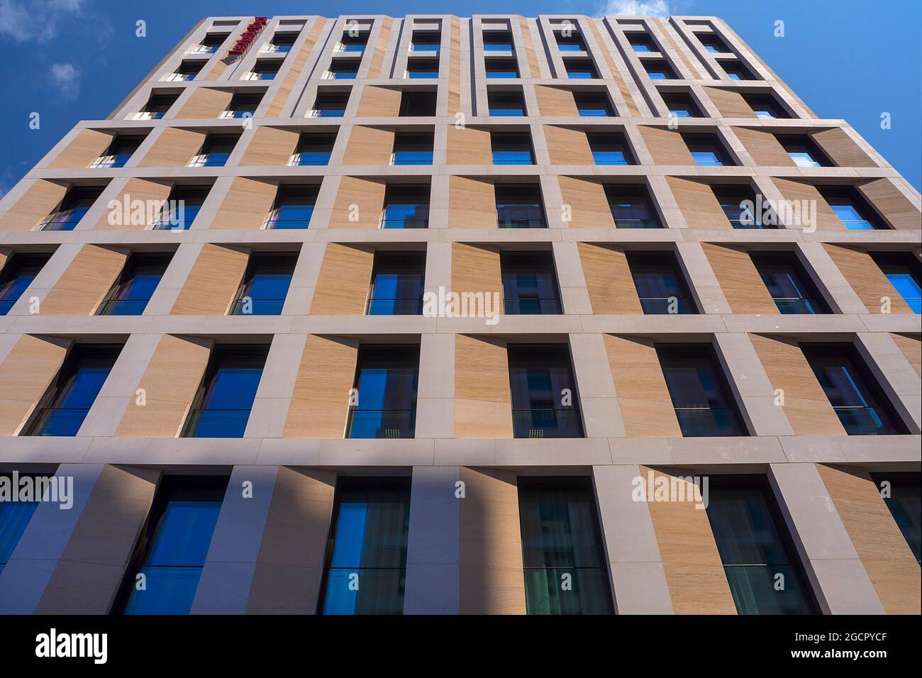 Modern high-rise facade of a hotel, Nuremberg, Middle Franconia ...