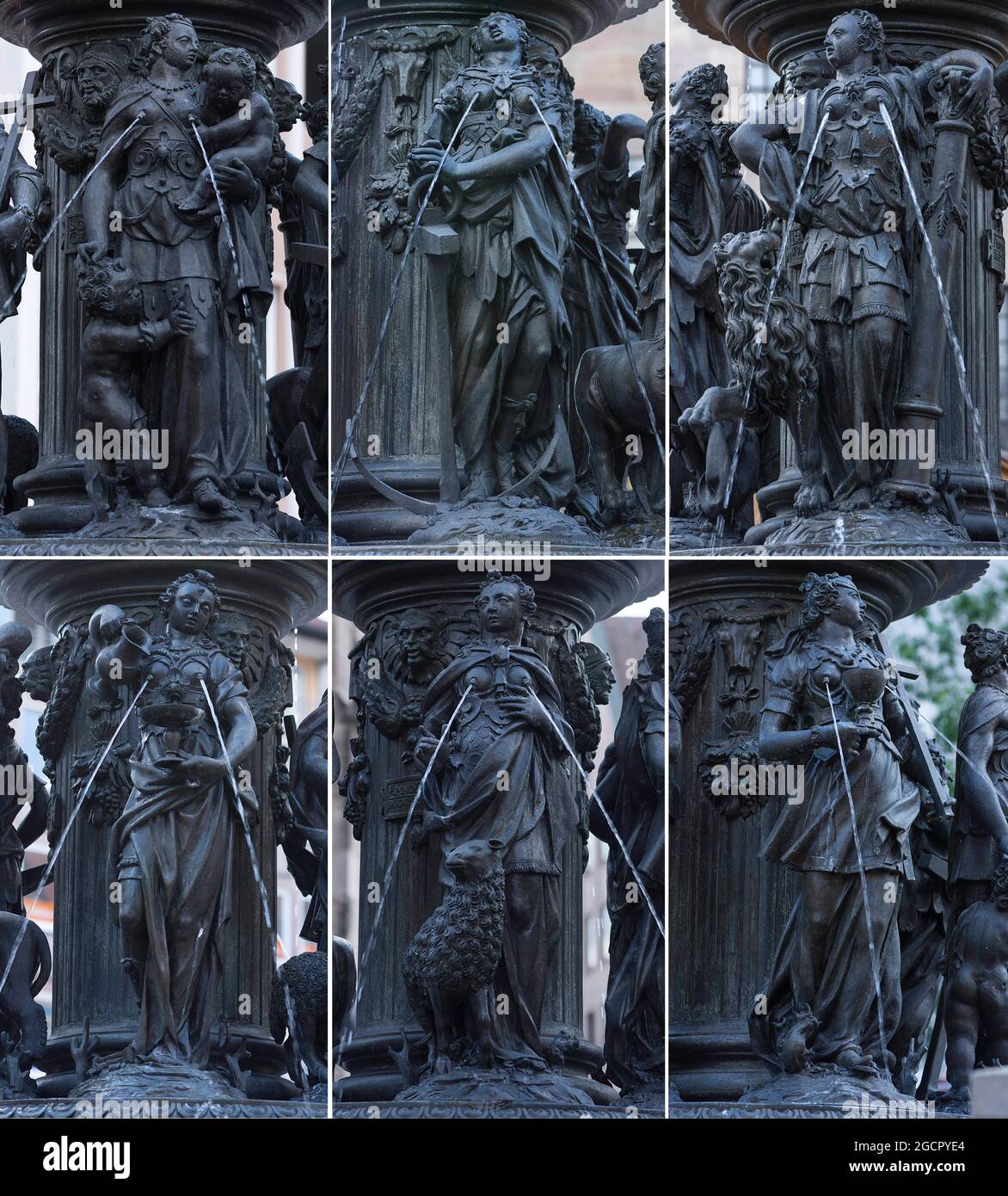 Figures of the Fountain of Virtue, late Renaissance, by Benedikt ...