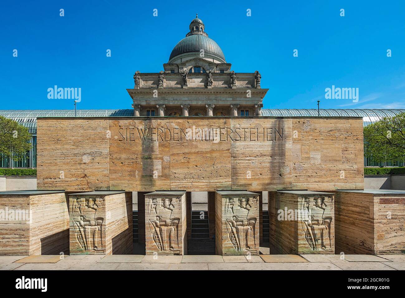 Reliefs on the war memorial in the Hofgarten behind the State ...