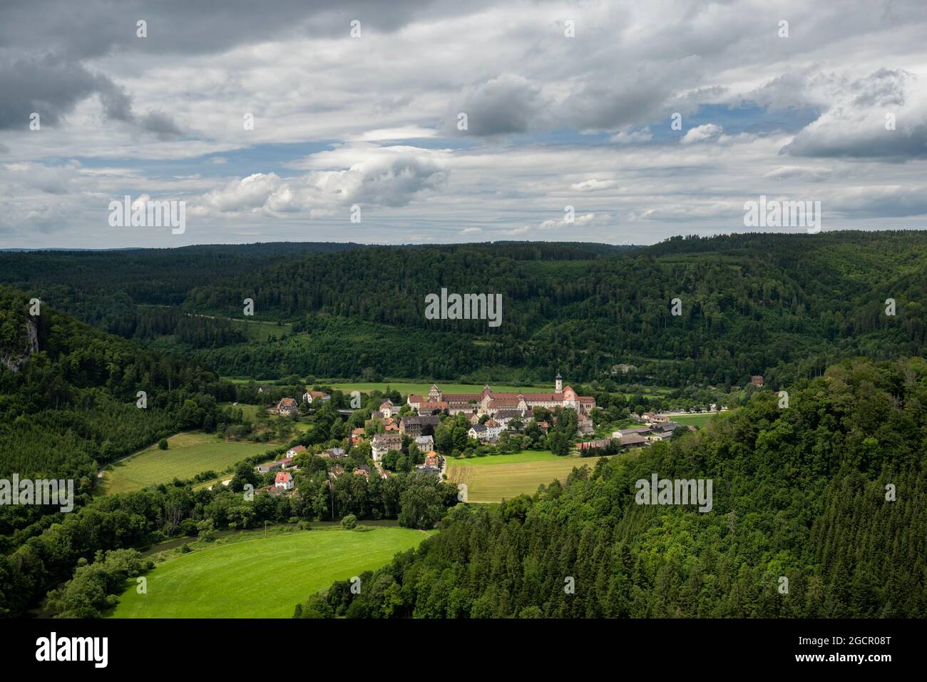 View of the Danube Valley and Beuron Archabbey, Upper Danube Valley ...