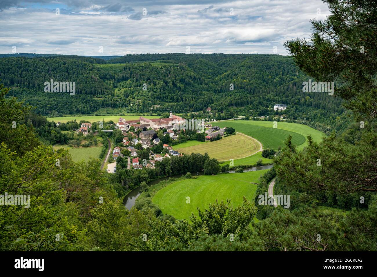 View of the Danube Valley and Beuron Archabbey, Upper Danube Valley ...