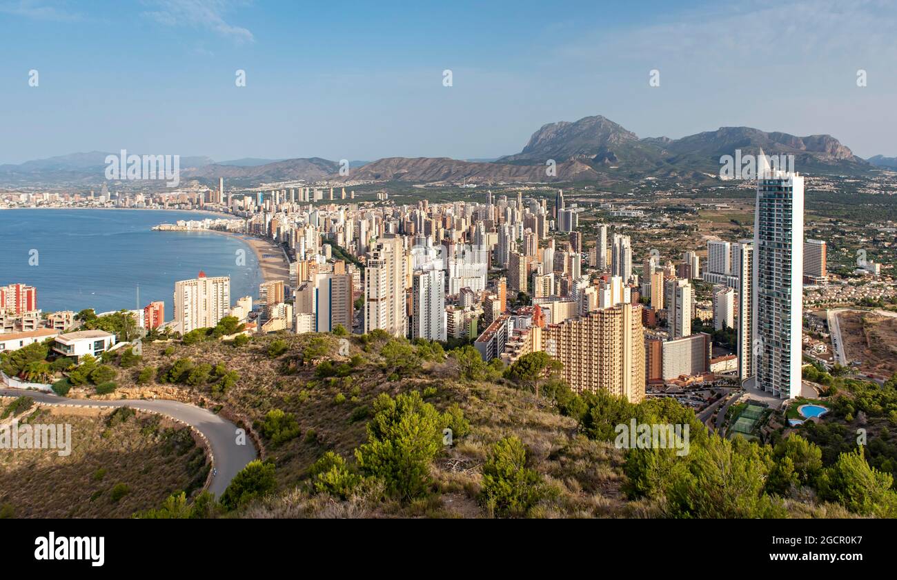 Skyscrapers of Benidorm as seen from La Creu (Cross) mountain, Spain ...