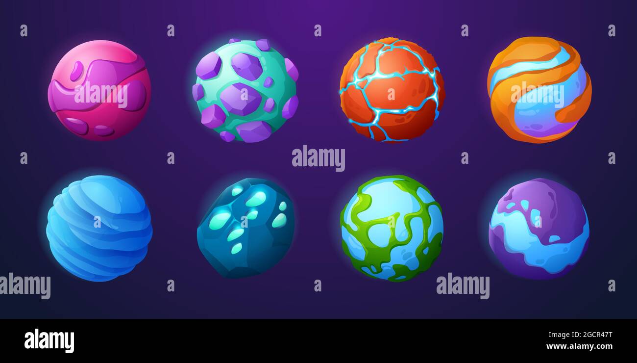 Fantasy planets in outer space for ui galaxy game Stock Vector Image ...
