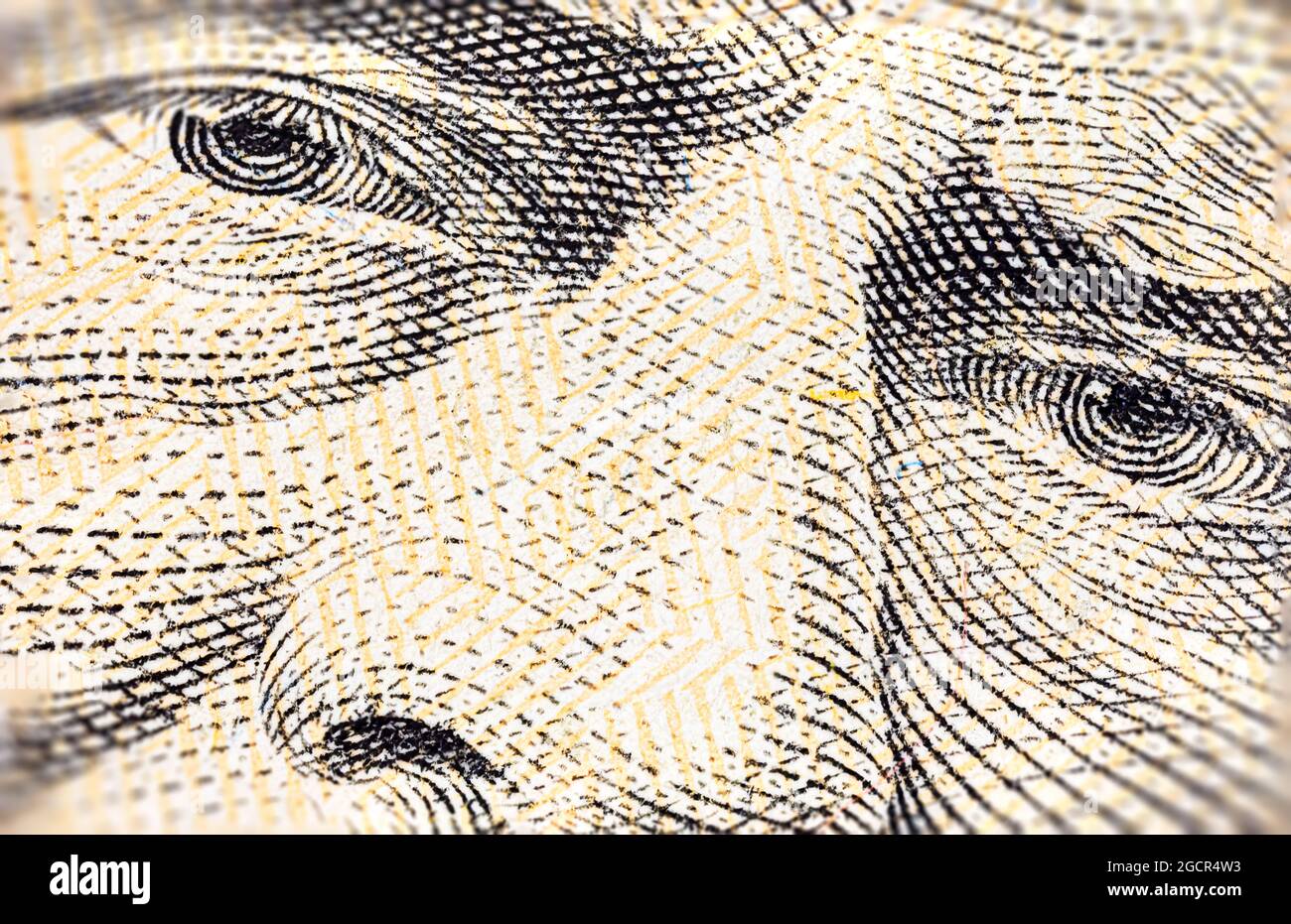 Macro close up of 50 US dollar banknote. Close up of fifty American ...