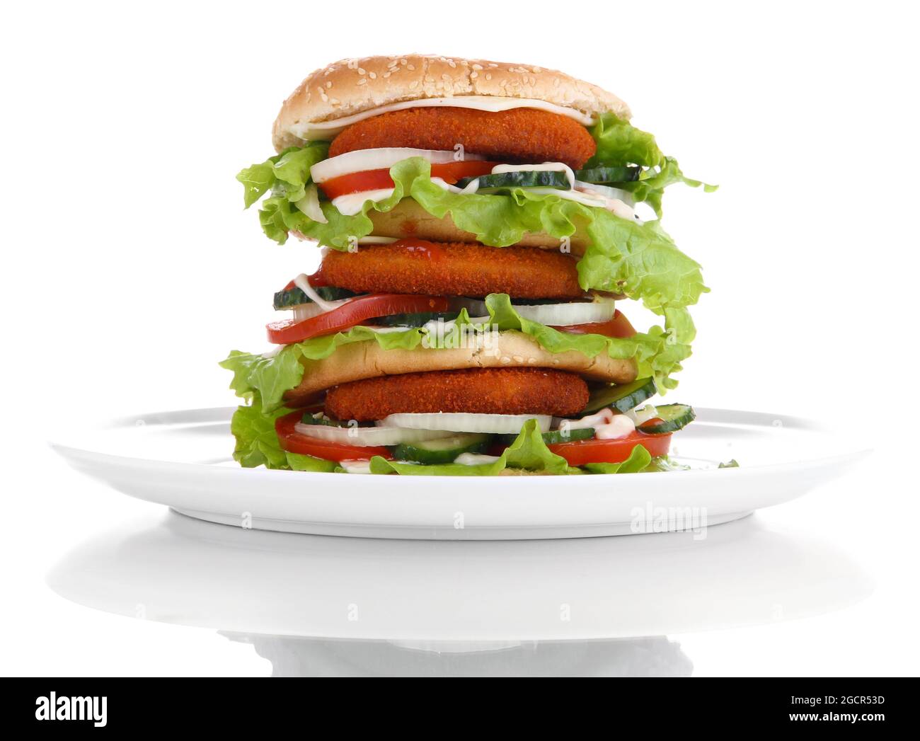Huge burger, isolated on white Stock Photo - Alamy