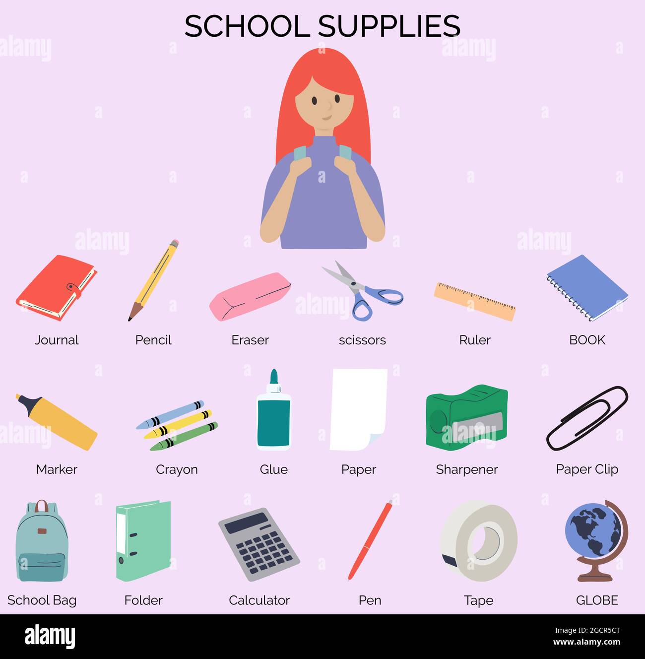Hand Drawn Organic School Supplies Stock Vector Image & Art - Alamy