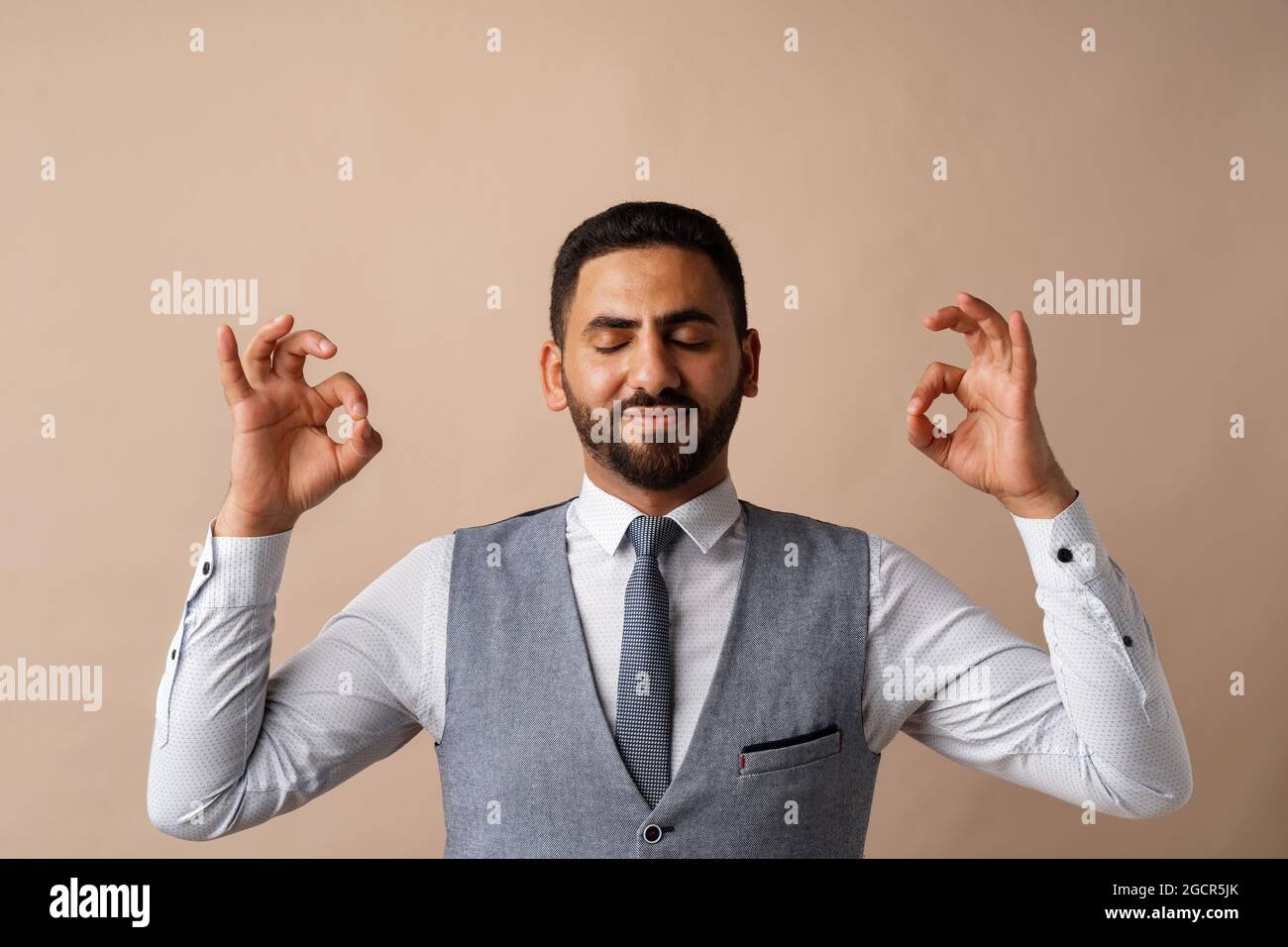 Young arab man breathing closed hi-res stock photography and images - Alamy