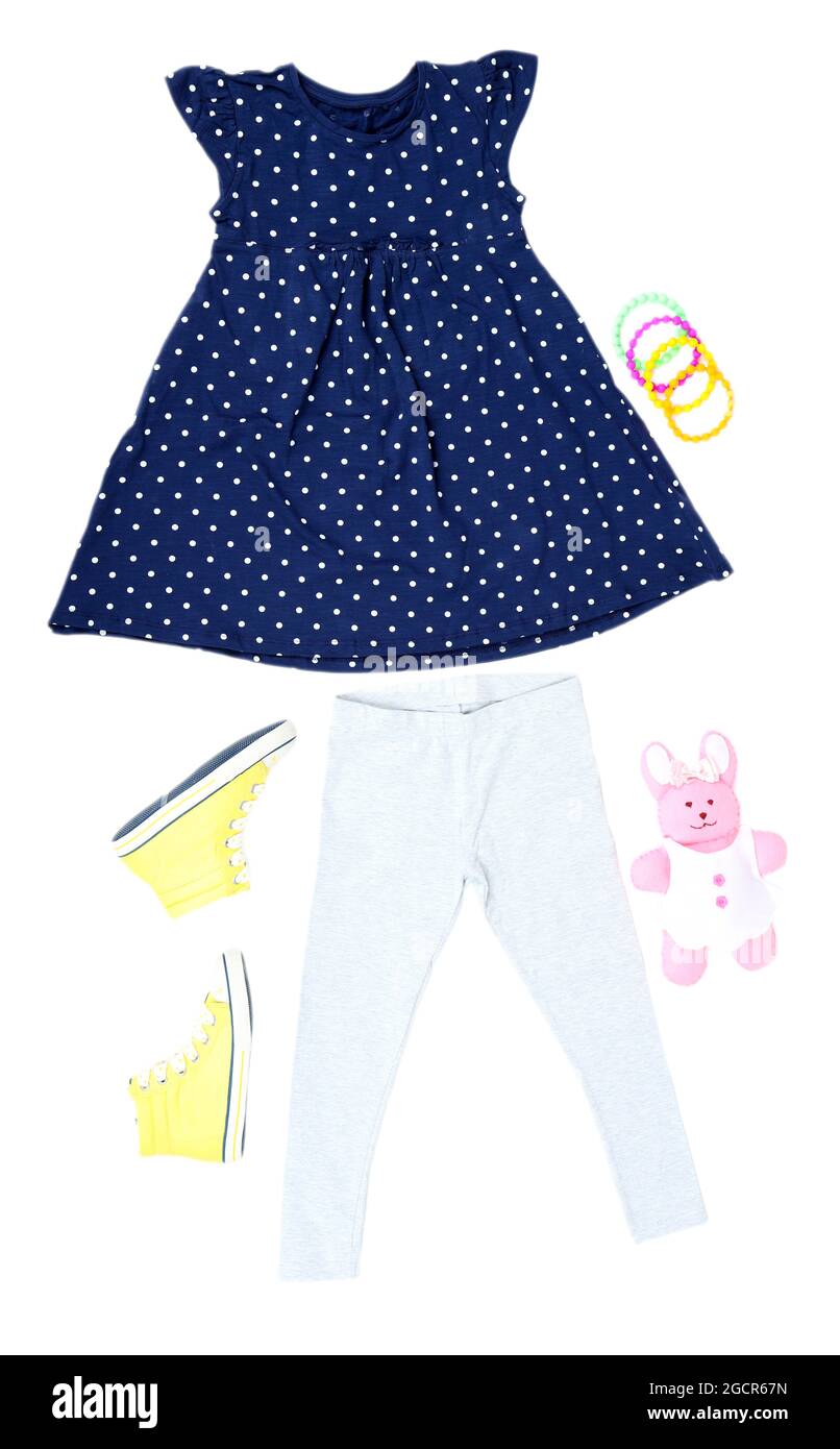 Beautiful clothes for little girl, isolated on white Stock Photo - Alamy