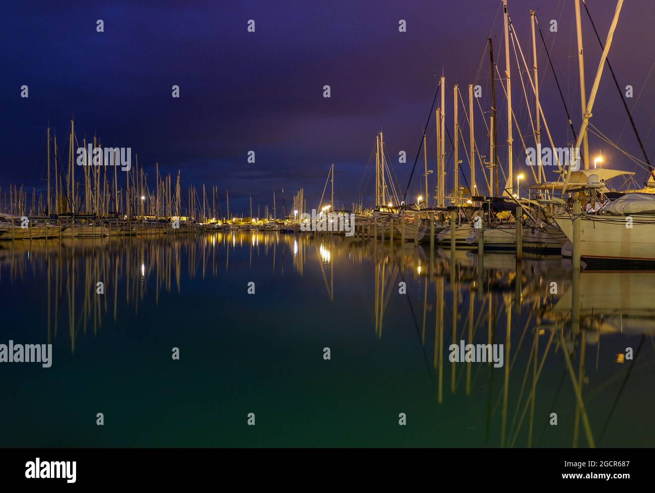 Night scene at harbour Stock Photo - Alamy
