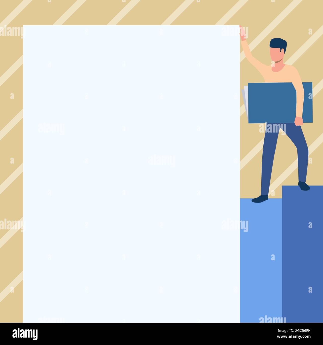 Man Drawing Standing Carrying Large Notebook While Showing Big ...