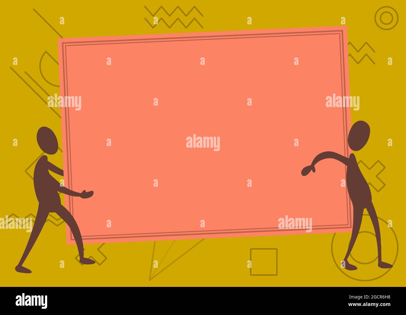 Two Colleagues Drawing Standing Carrying Large Blank Board Unity ...