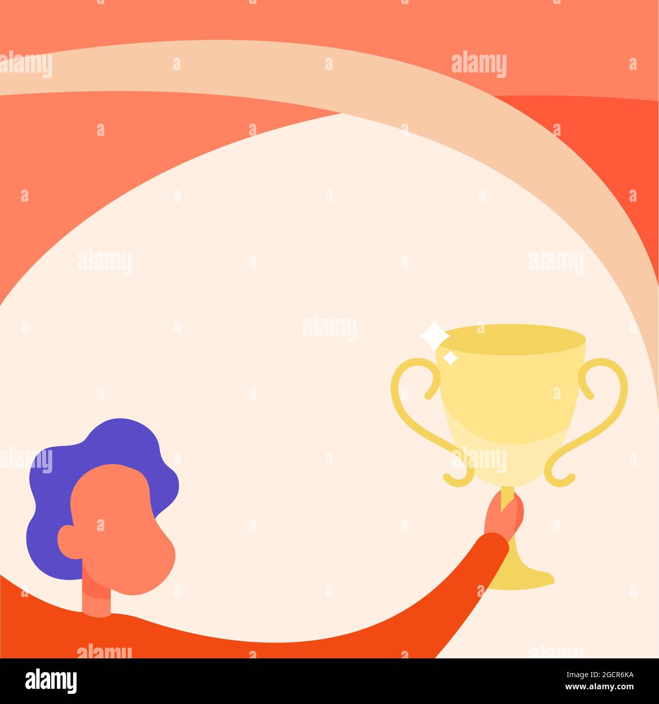 Man Drawing Holding Trophy Cup High Celebrating Victory. Gentleman ...