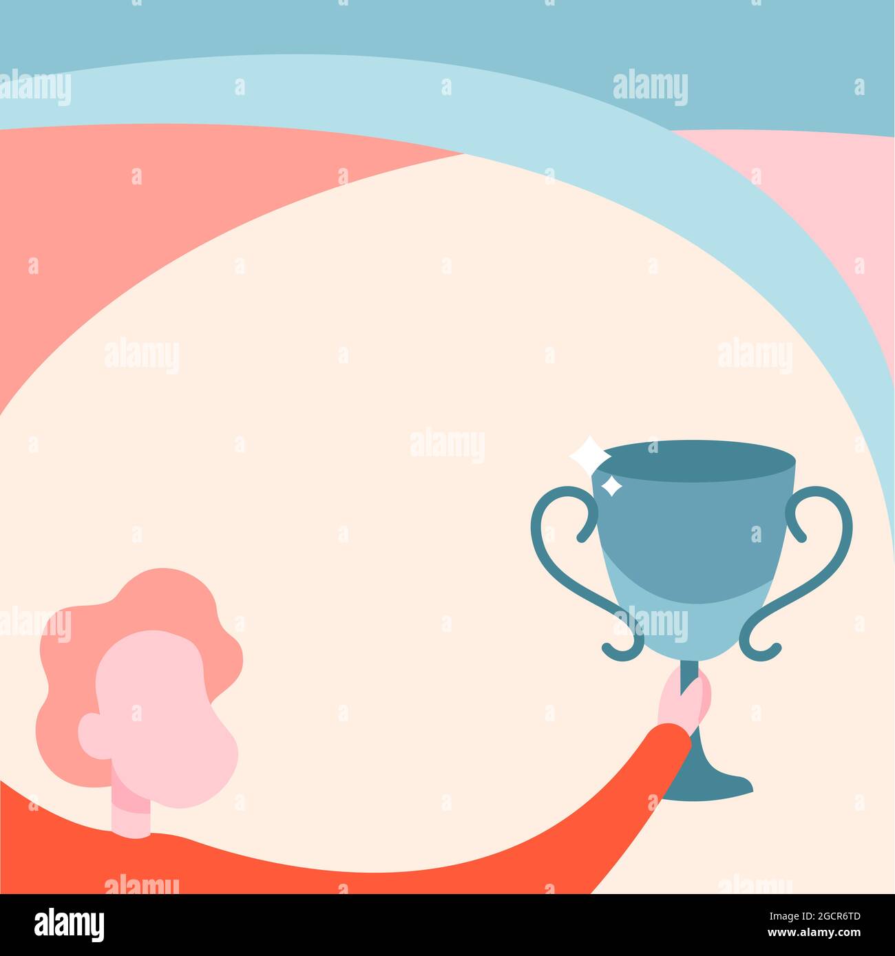 Man Drawing Holding Trophy Cup High Celebrating Victory. Gentleman ...