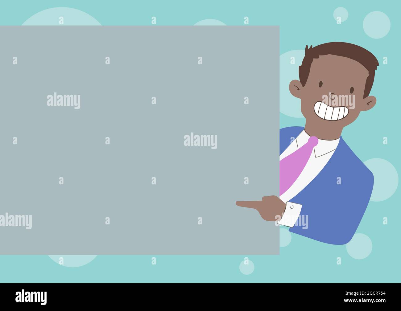 Happy Man In Suit Drawing Standing Holding Pointing Blank Paper Board ...