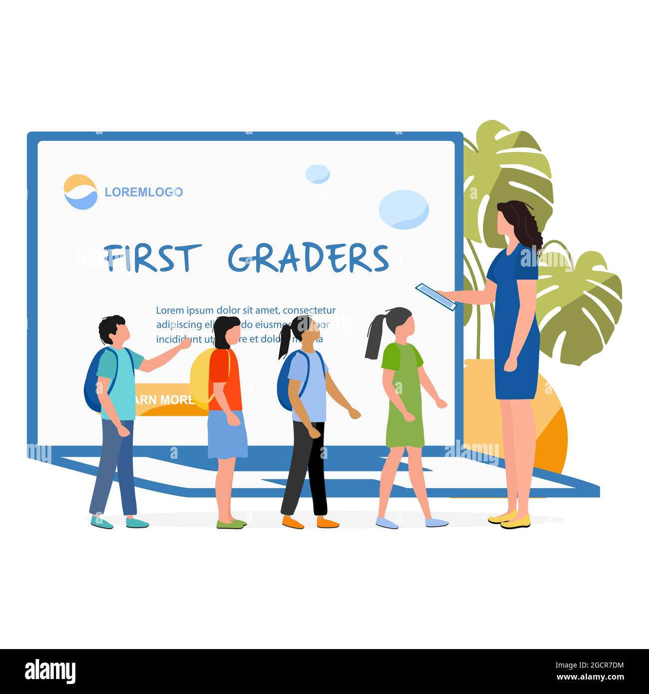 Vector illustration Back to school Schoolboy, schoolgirl with ...