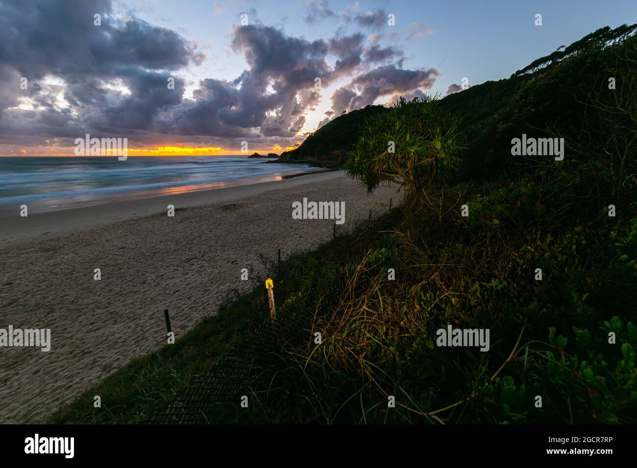 Sunrise at Sunshine Coast, Australia near by Mooloolaba. Sun is ...