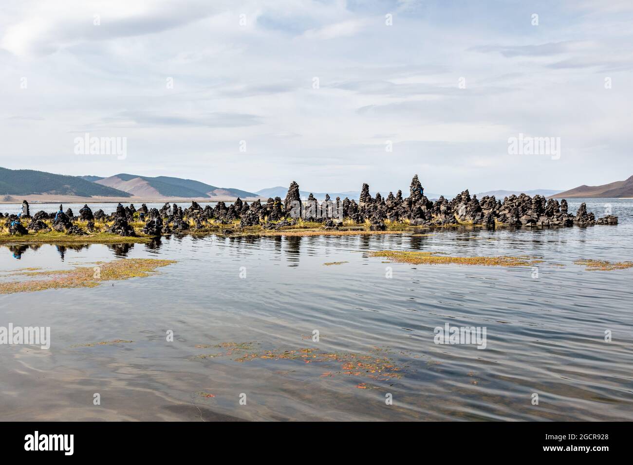 Terkhiin Tsagaan Lake in in the Khangai Mountains central Mongolia ...