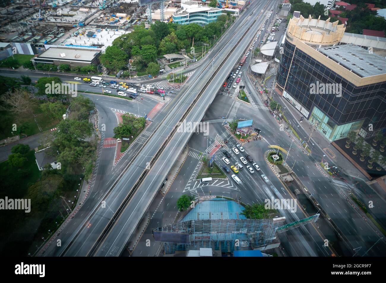 Busy highway road junction in metropolis city center . Transportation ...
