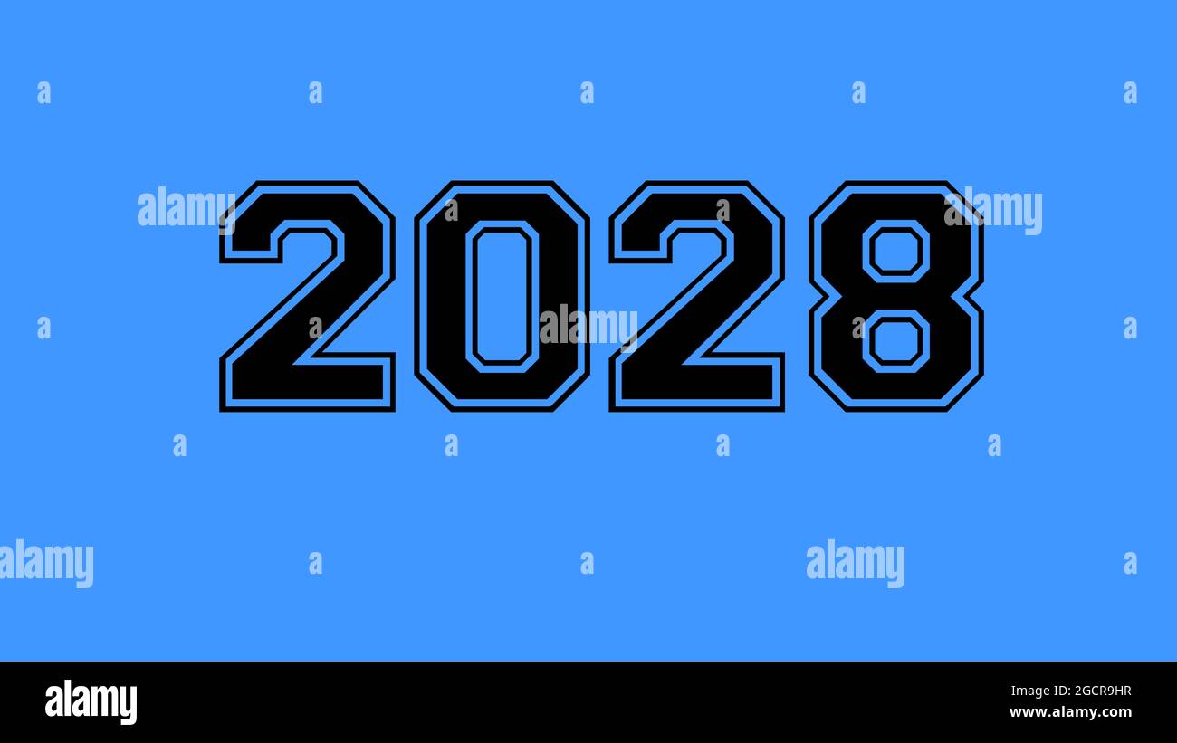 2028 number black lettering blue background Stock Photo - Alamy