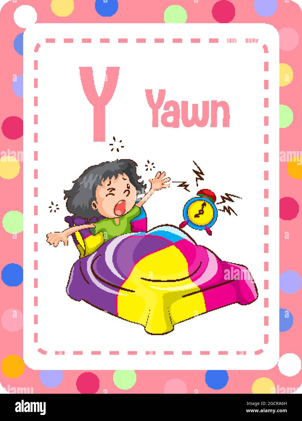 Alphabet flashcard with letter Y for Yawn illustration Stock Vector ...
