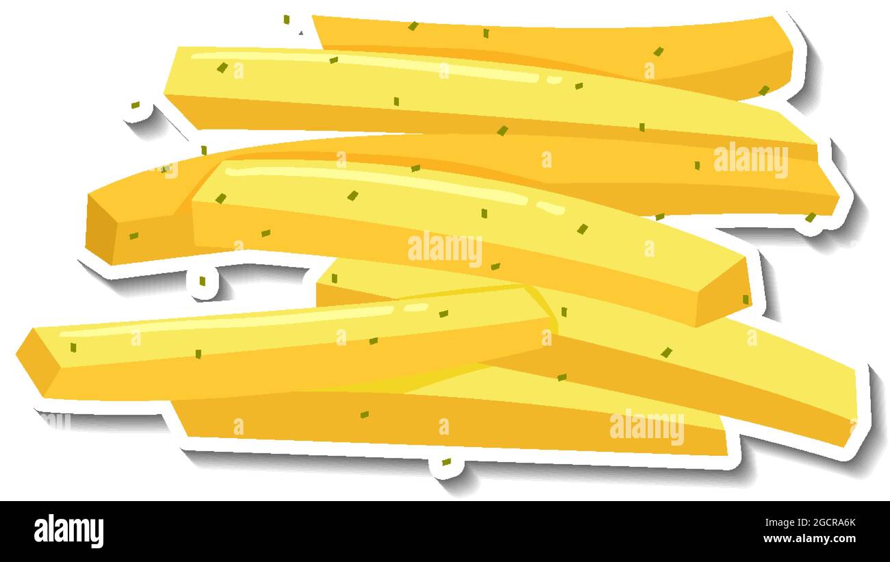 French fries sticker on white background illustration Stock Vector ...