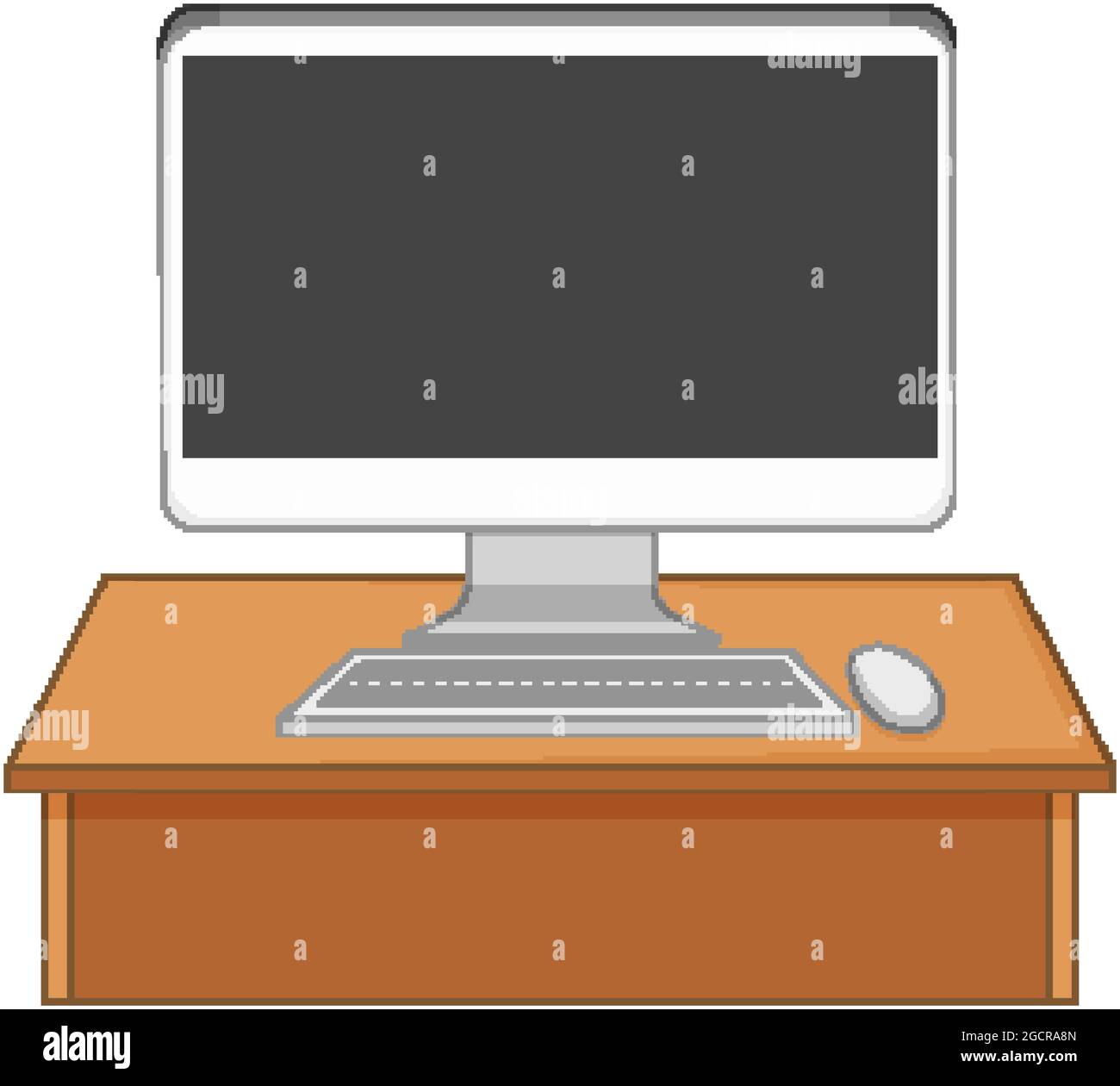 Computer on the table isolated on white background illustration Stock ...