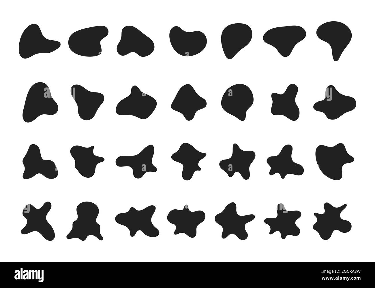 Random abstract liquid organic black irregular blotch shapes flat style design fluid vector ...