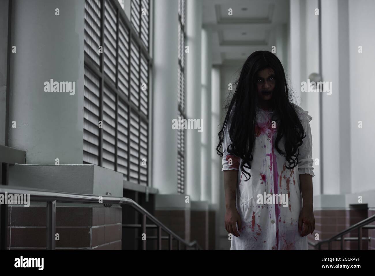 Female zombie in blood devil is scary she haunted at the abandoned ...