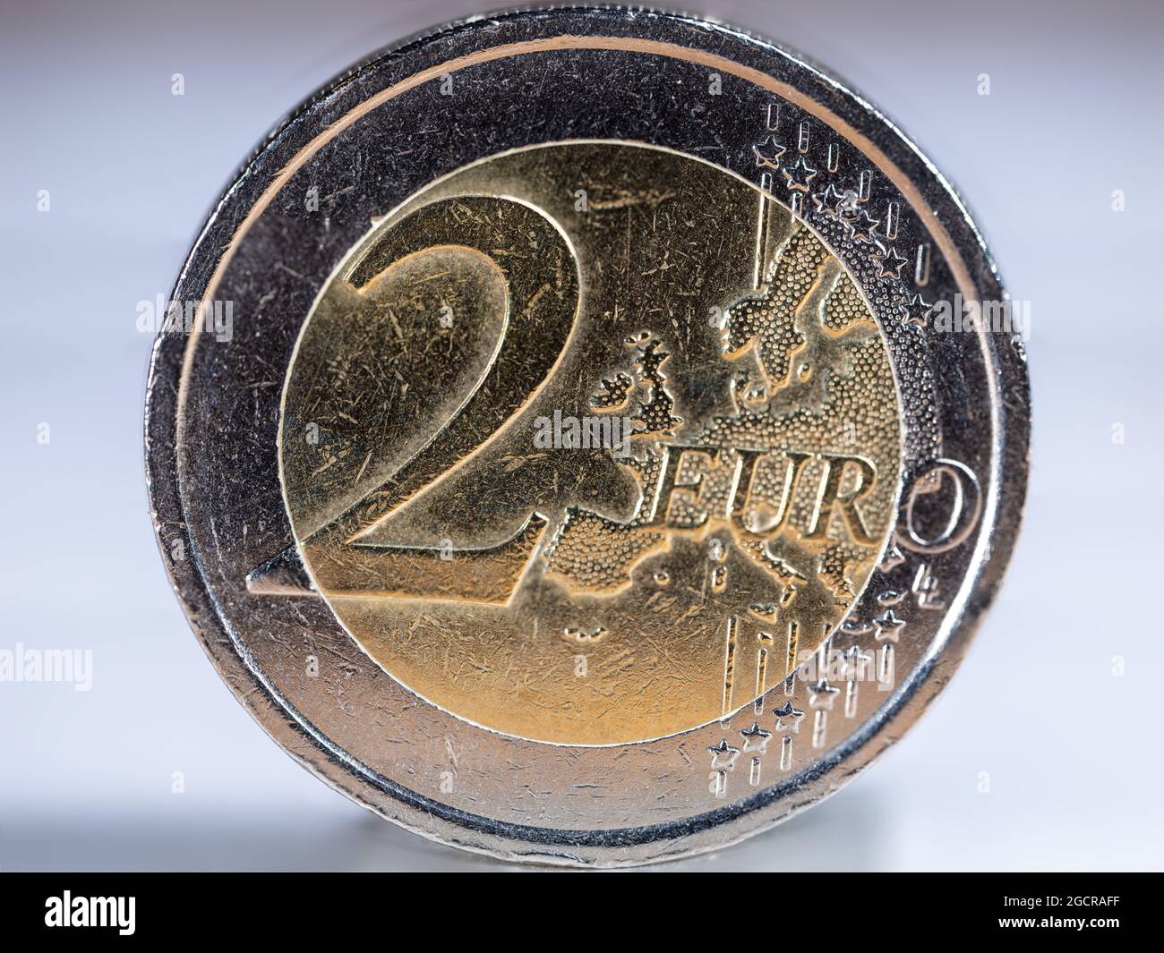 macro photography of a two euro coin. A sharp detailed capture in high ...