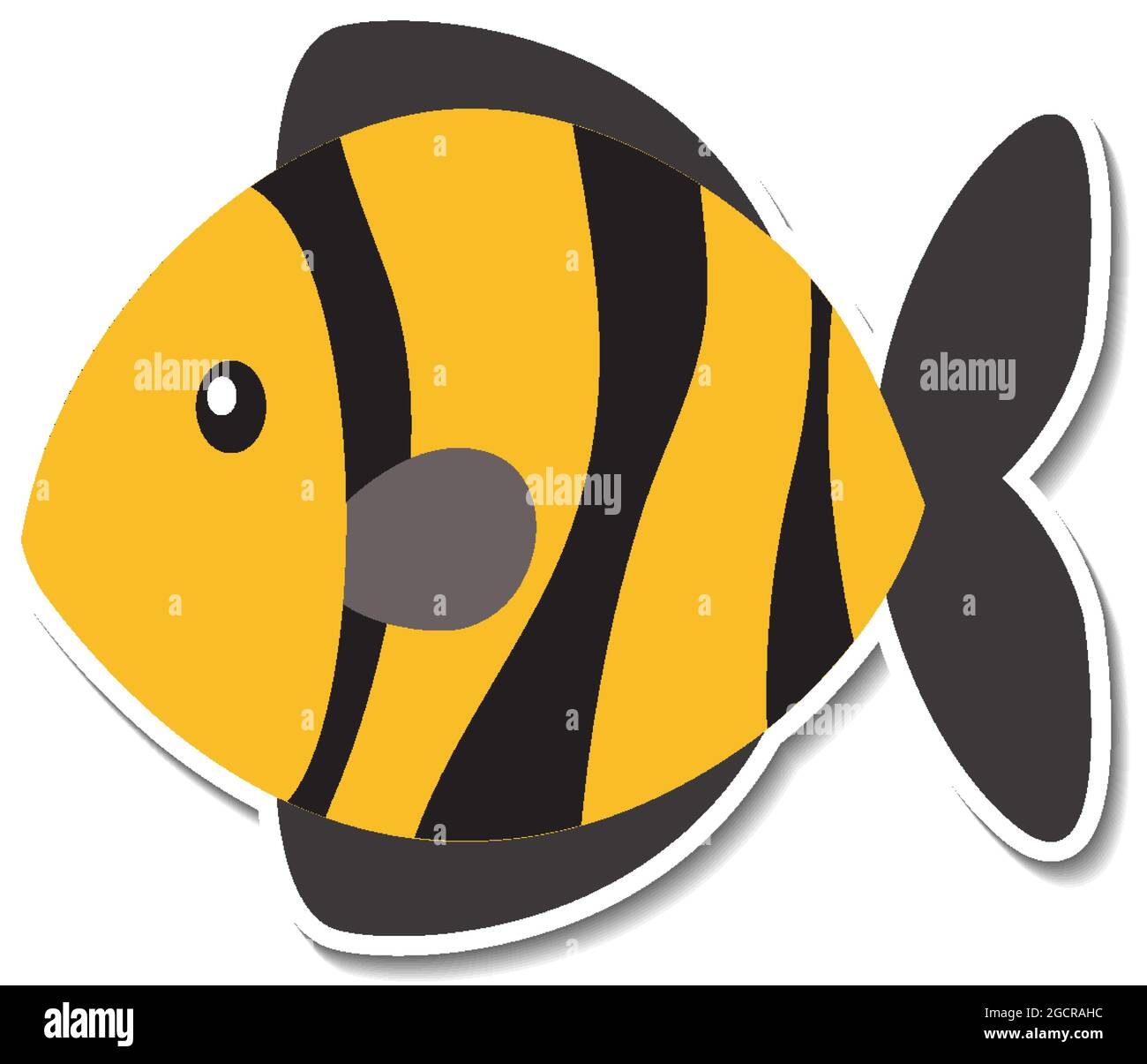 Cute fish sea animal cartoon sticker illustration Stock Vector Image ...