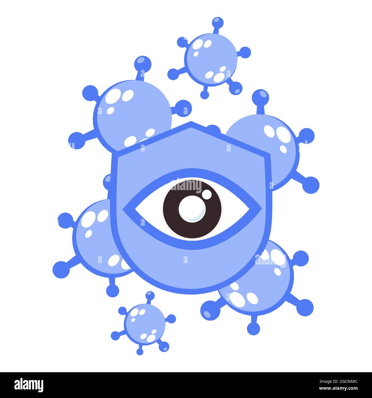 eye with shield and virus illustration. eye health illustration concept ...