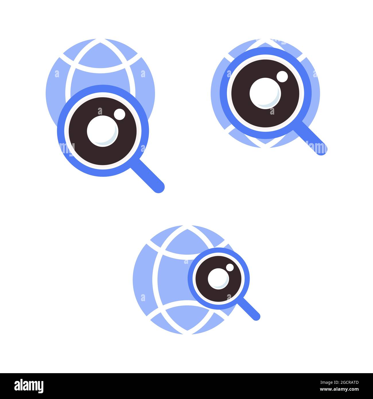 eye with magnifying glass and globe icon. eye health icon for world ...