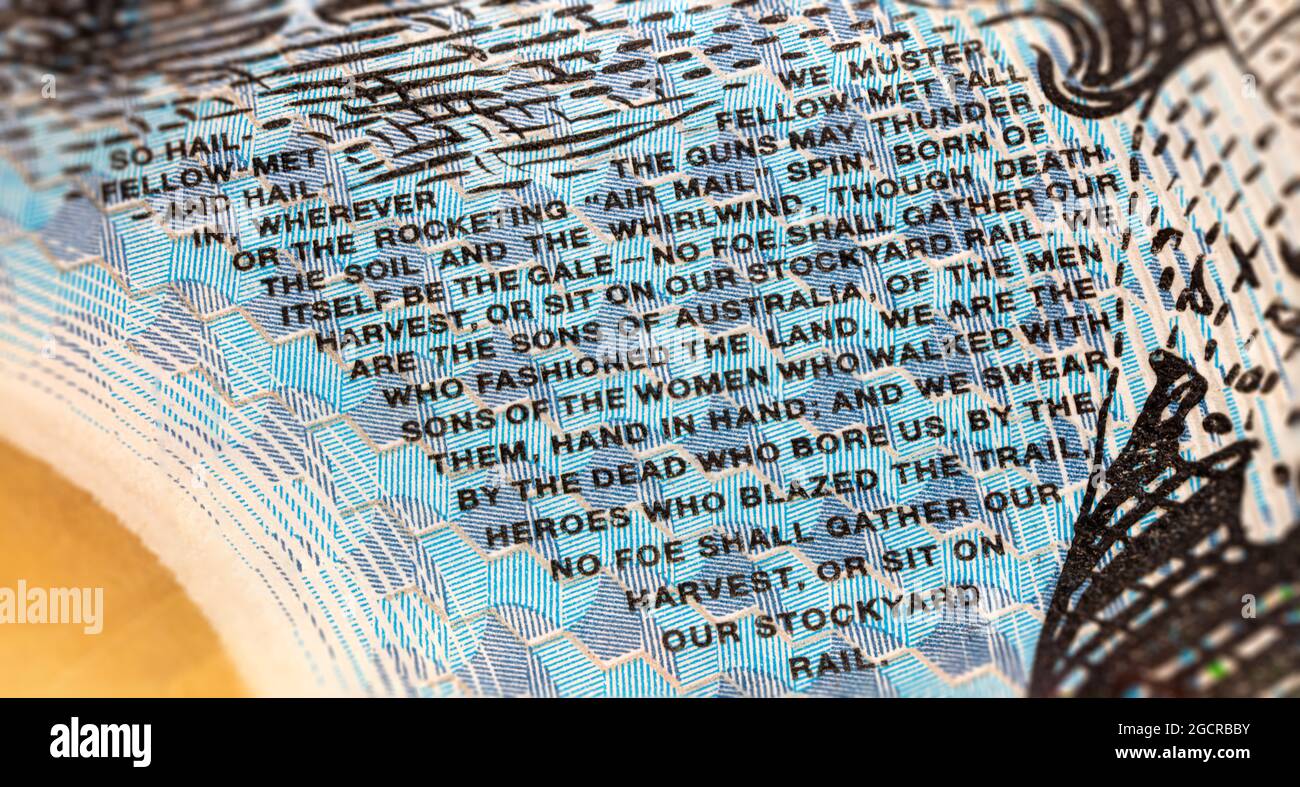 Macro photography of the microprint or microtext on the Australian 10 ...