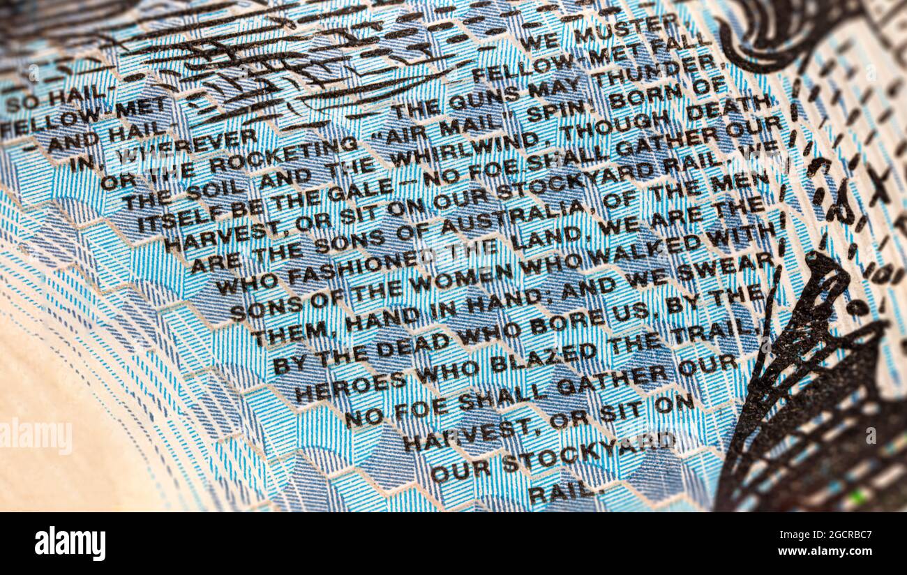 Macro photography of the microprint or microtext on the Australian 10 ...
