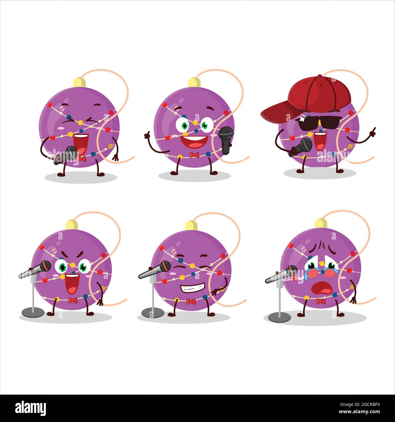 A Cute Cartoon design concept of christmas lights purple singing a ...