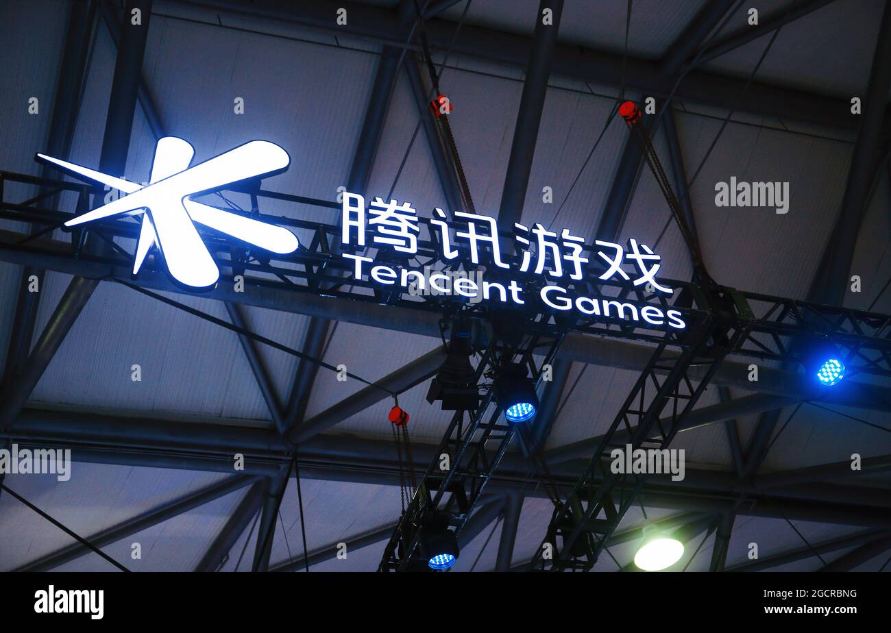SHANGHAI, CHINA - AUGUST 1, 2021 - Tencent Games booth at Chinajoy ...