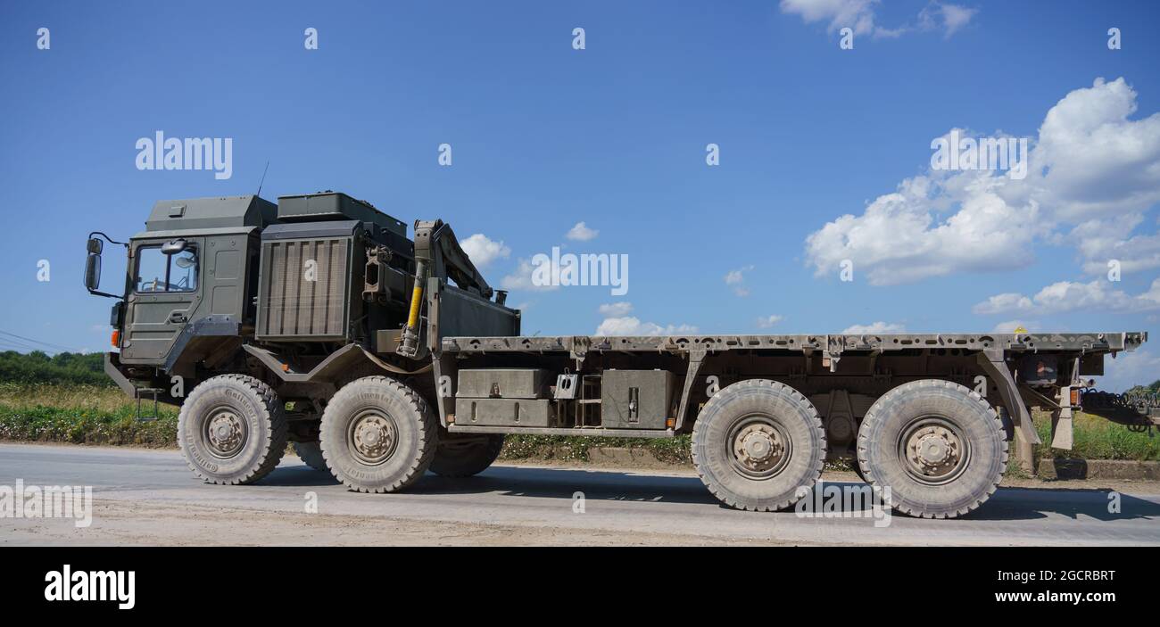 British army MAN HX77 SV 8x8 EPLS Heavy Utility Truck in action on a ...
