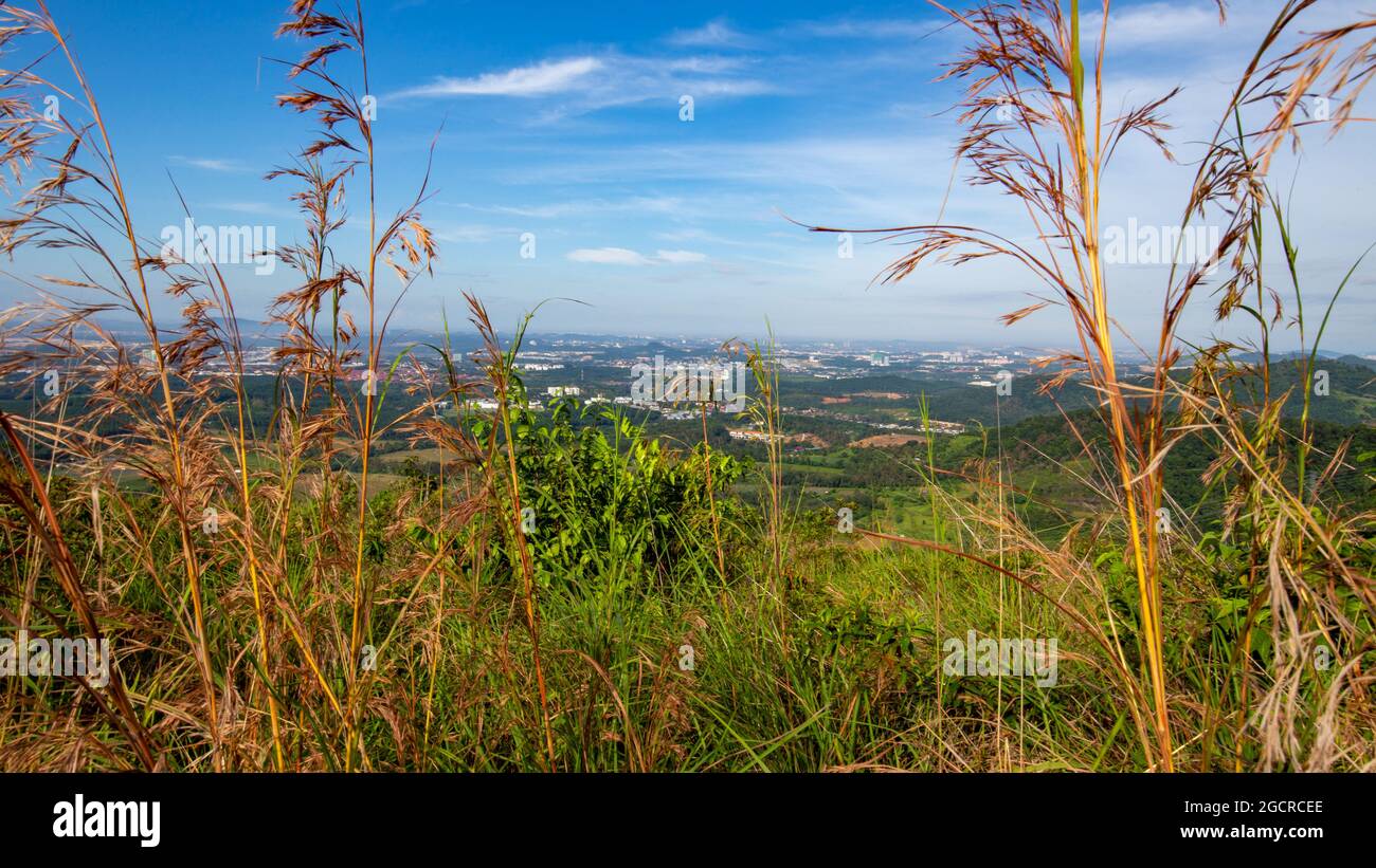 On the top of Broga Hill, Selangor, Malaysia. Tilt shift view over the ...