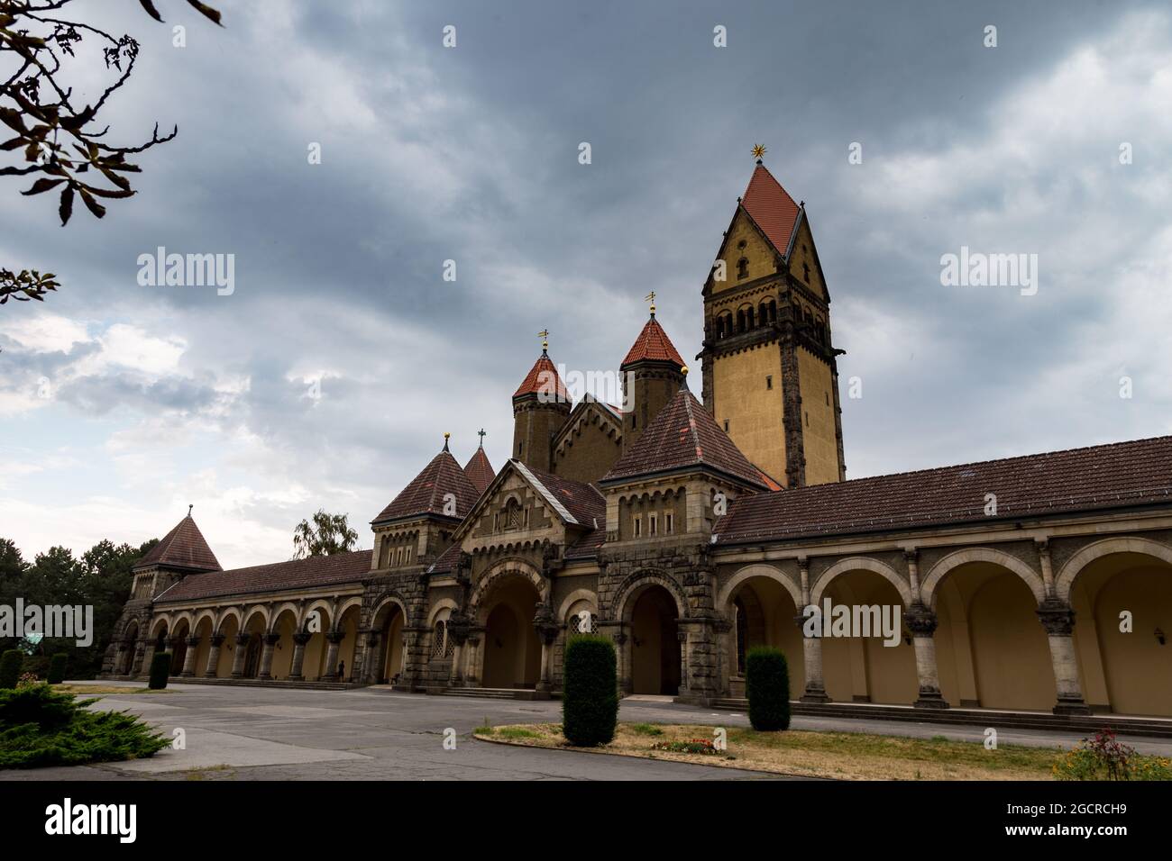 The chapel of south cemetery at the city of Leipzig, A wide angle shot ...