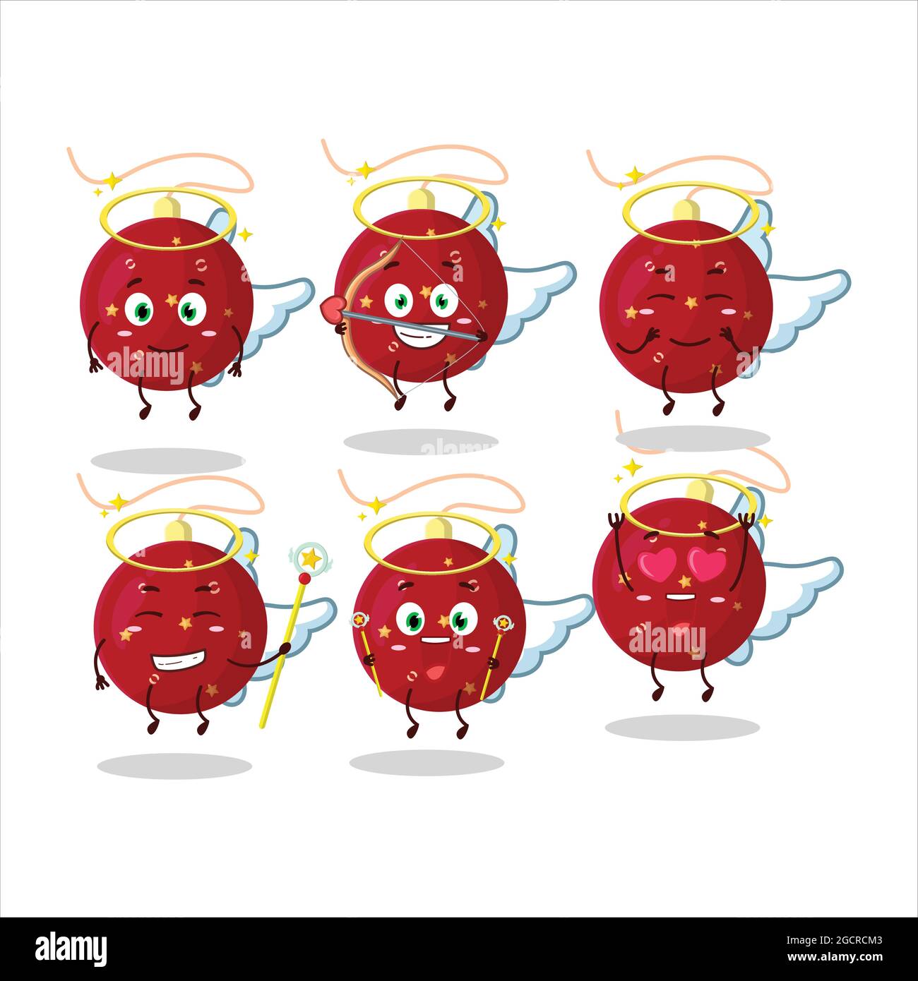 Christmas lights red cartoon designs as a cute angel character. Vector ...