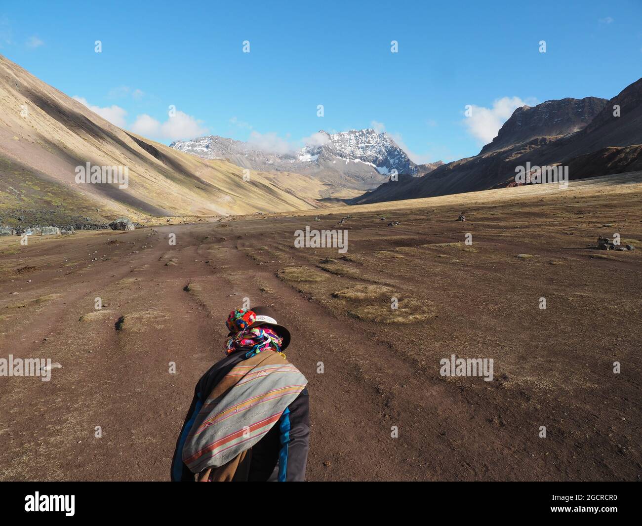 RAINBOW MOUNTAIN, PERU - Sep 19, 2018: An Indigenous tourist guide on ...