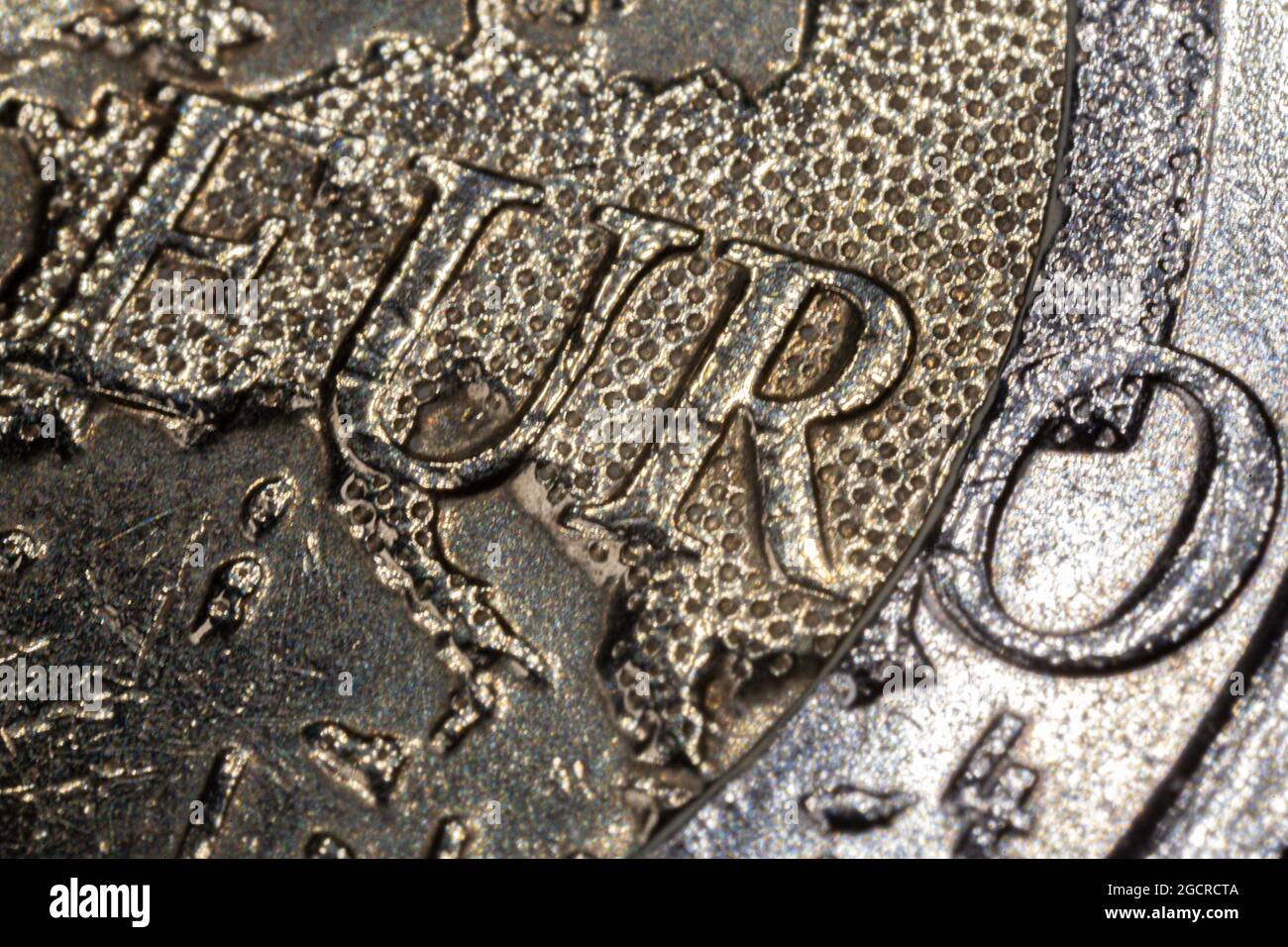 macro photography of a two euro coin. A sharp detailed capture in high ...