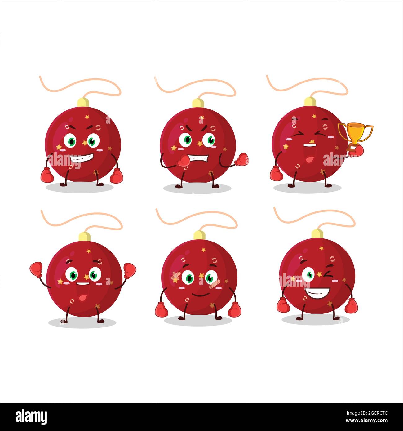 A sporty christmas lights red boxing athlete cartoon mascot design ...