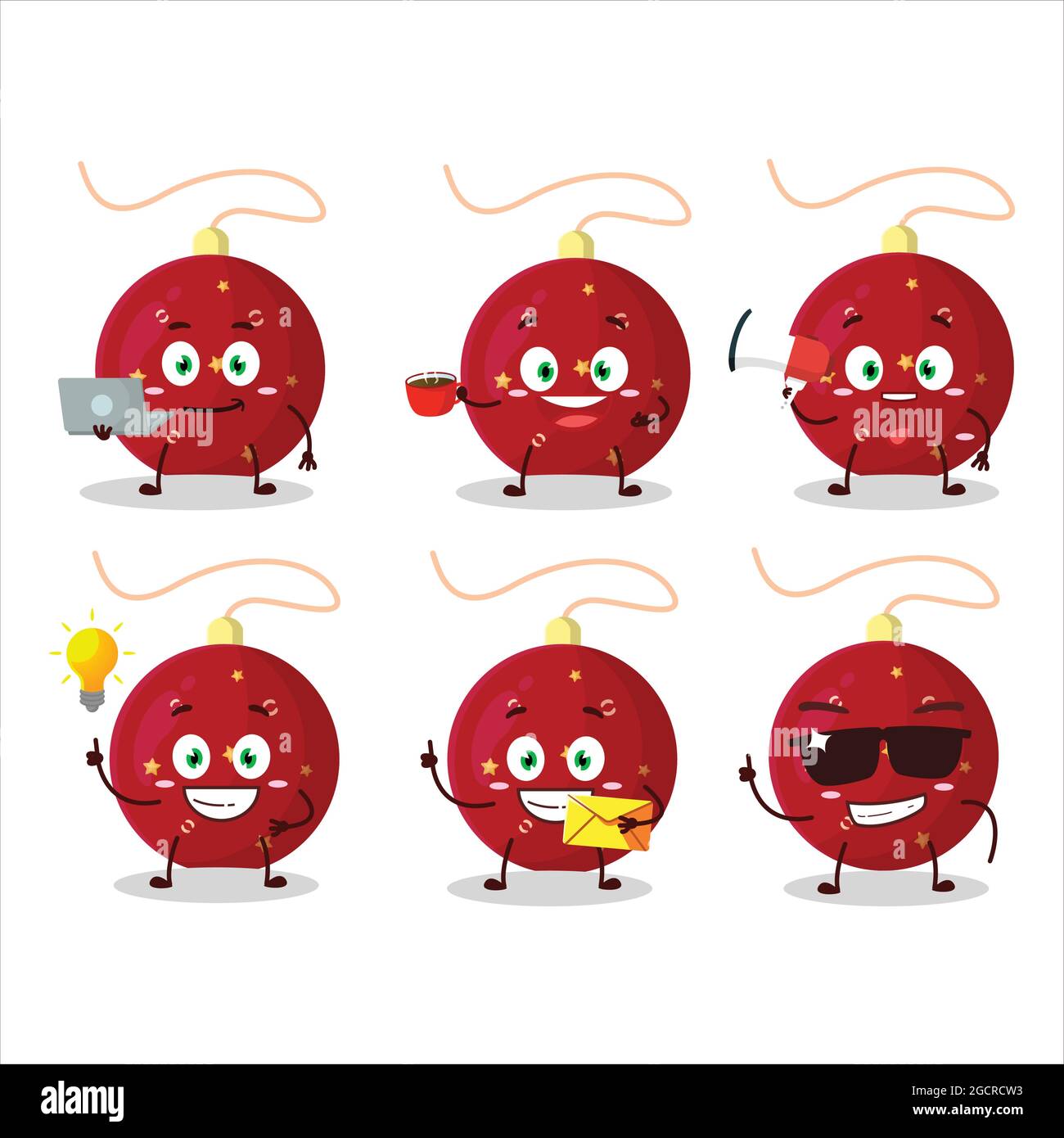 Christmas lights red cartoon character with various types of business ...