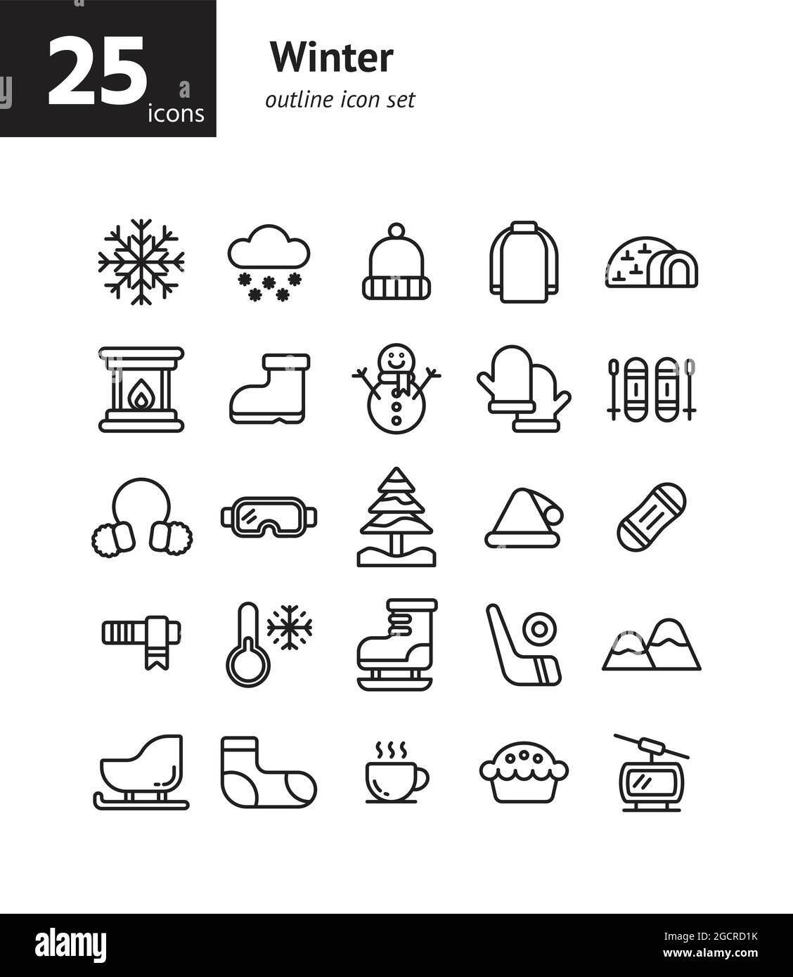 Winter outline icon set. Vector and Illustration Stock Vector Image ...