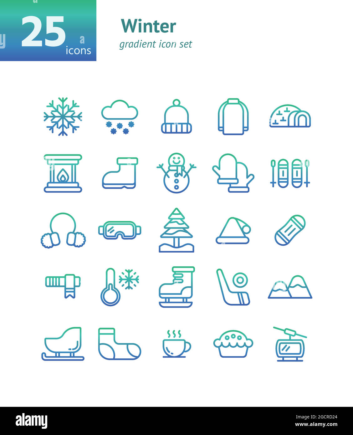 Winter gradient icon set. Vector and Illustration Stock Vector Image ...