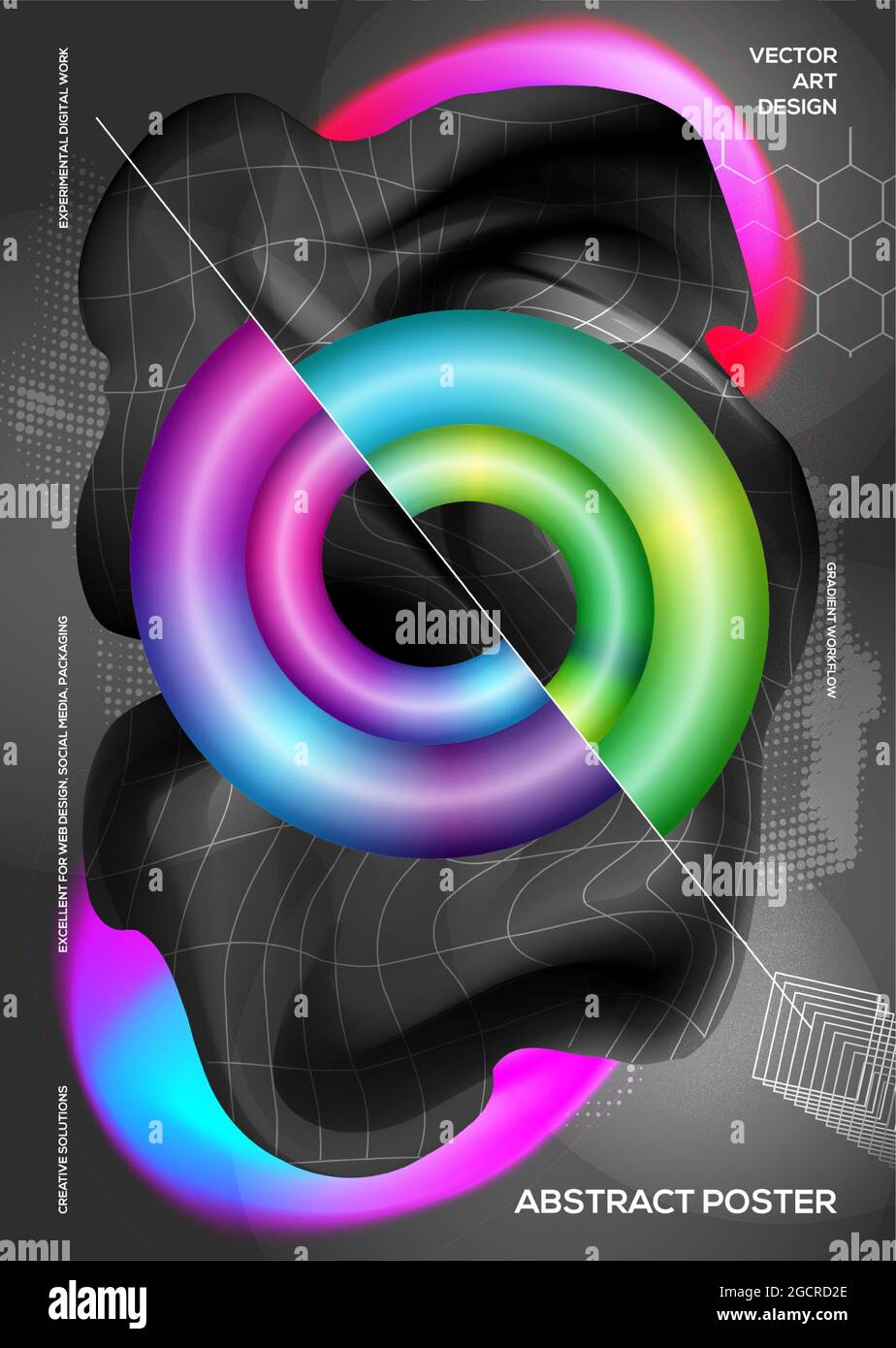 Liquid gradient color poster. Fluid and geometric shapes Stock Vector ...