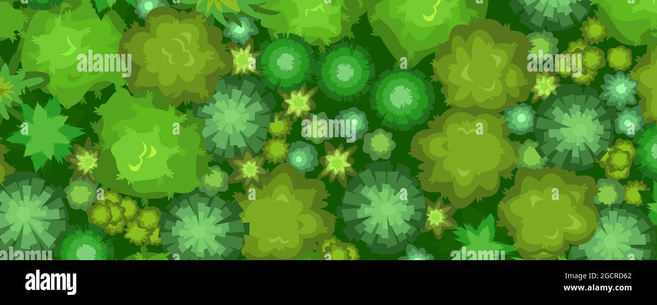 Beautiful summer landscape with trees. View from above. Illustration in ...