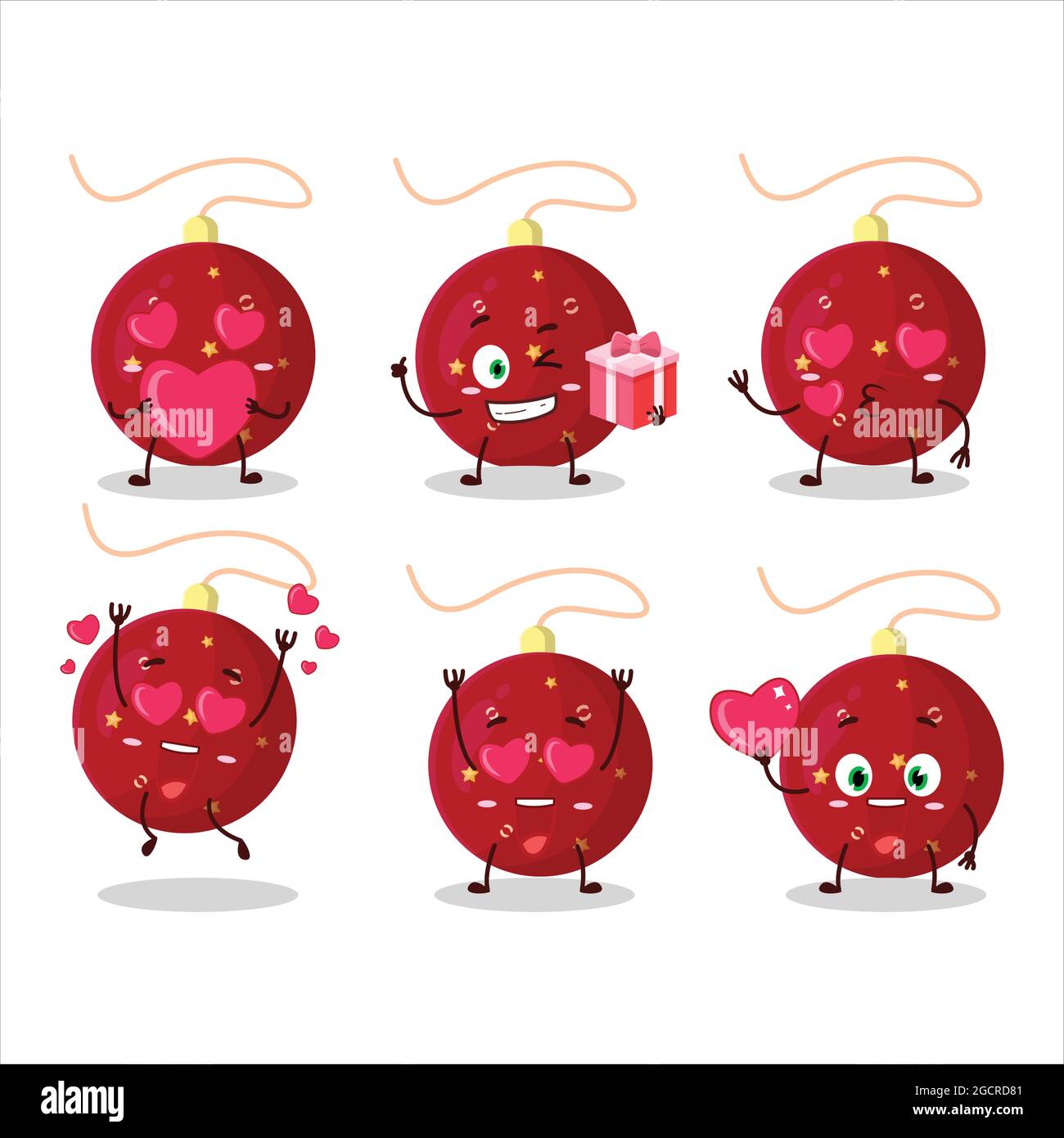 Christmas lights red cartoon character with love cute emoticon. Vector ...