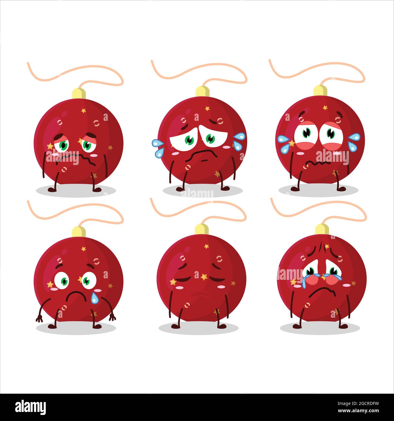 Christmas lights red cartoon character with sad expression. Vector ...